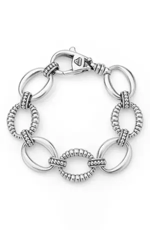 Lagos Signature Caviar Sterling Oval Link Bracelet - Silver