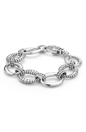 Lagos Signature Caviar Sterling Oval Link Bracelet