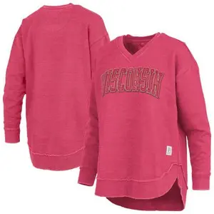 PRESSBOX Wisconsin Badgers Westin Poncho V-neck Pullover Sweatshirt - Red