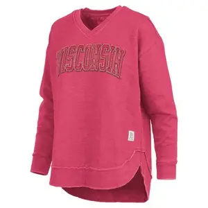 PRESSBOX Wisconsin Badgers Westin Poncho V-neck Pullover Sweatshirt