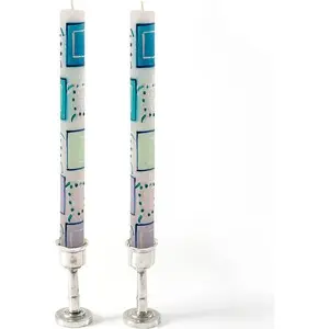 THUMBPRINT ARTIFACTS Arniston Beach Painted Taper Candlesset Of 2 - Multicolor
