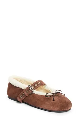 Miu Miu Genuine Shearling Lined Ballet Flat