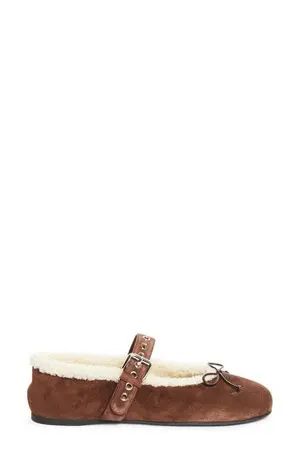 Miu Miu Genuine Shearling Lined Ballet Flat