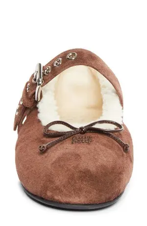 Miu Miu Genuine Shearling Lined Ballet Flat