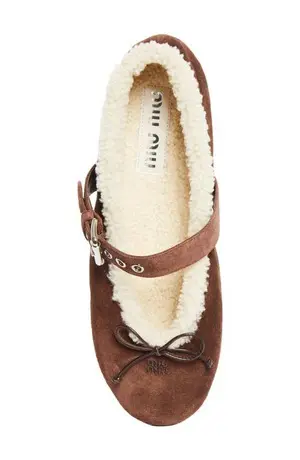 Miu Miu Genuine Shearling Lined Ballet Flat