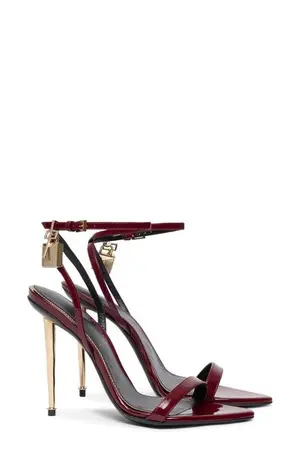 TOM FORD Padlock Pointy Toe Ankle Strap Sandal - Ruby Red