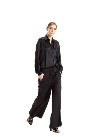 Cynthia Rowley Cynthia Rowley Tuxedo Stripe Wide Leg Pants Black