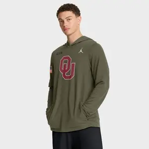 JORDAN BRAND Oklahoma Sooners Military Appreciation Long Sleeve Hoodie T-shirt - Olive