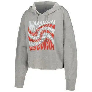 ZOOZATZ Wisconsin Badgers Swirl Cropped Pullover Hoodie
