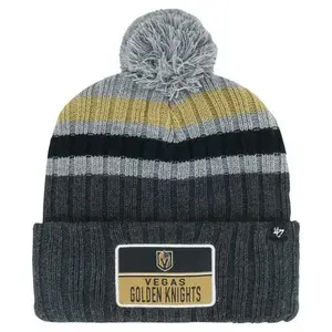 '47 Vegas Golden Knights Stack Patch Cuffed Knit Hat With Pom - Gray