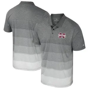 COLOSSEUM Mississippi State Bulldogs Striped Mesh Polo - Gray