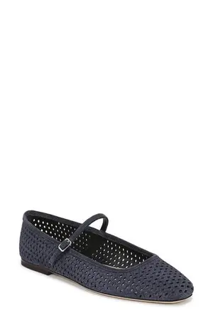 Veronica Beard Veronica Beard Ellie Perforated Mary Jane Ballet Flat Navy