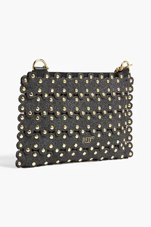 Red Valentino Flower Puzzle Studded Lasercut Glittered Leather Crossbody Bag