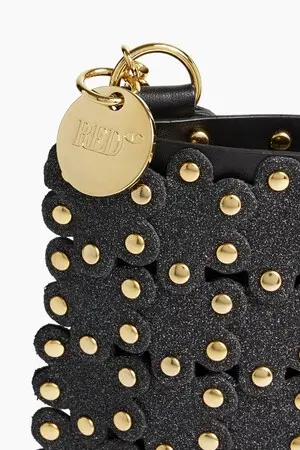 Red Valentino Flower Puzzle Studded Lasercut Glittered Leather Crossbody Bag