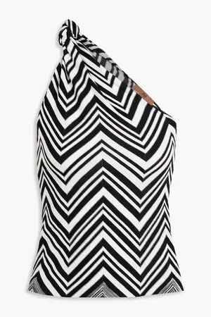 Missoni Oneshoulder Crochetknit Cottonblend Top - Black