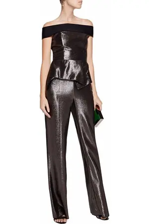 Roland Mouret Offtheshoulder Lamé Jumpsuit