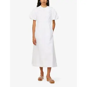 Simone Rocha Puff Sleeve Petal Collar Midi Dress