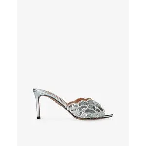 AQUAZZURA Ce Soir 75 Leather Heeled Mules - Silver