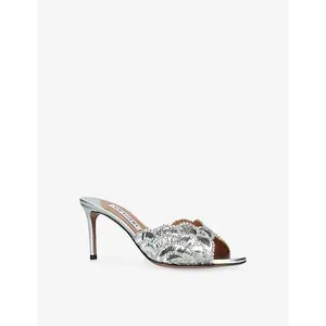 AQUAZZURA Ce Soir 75 Leather Heeled Mules - Silver