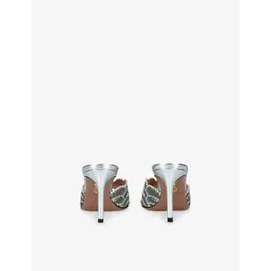 AQUAZZURA Ce Soir 75 Leather Heeled Mules - Silver