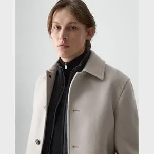 Theory Peacoat In Plush Melton Wool - Alabaster