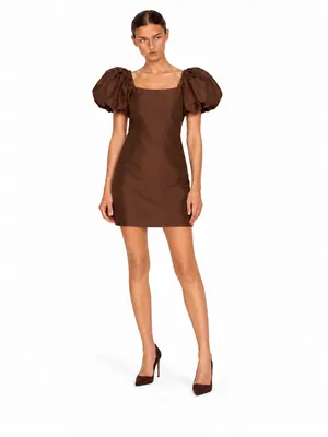 Azeeza Drea Taffeta Puff Sleeve Off-the-shoulder Mini Dress