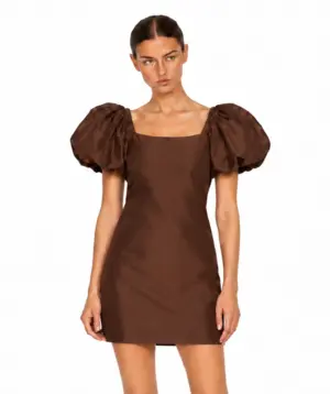 Azeeza Drea Taffeta Puff Sleeve Off-the-shoulder Mini Dress
