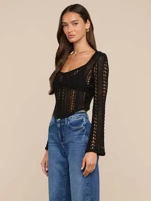 L'Agence Orine Pointelle Knit Top