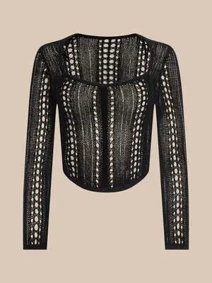 L'Agence Orine Pointelle Knit Top