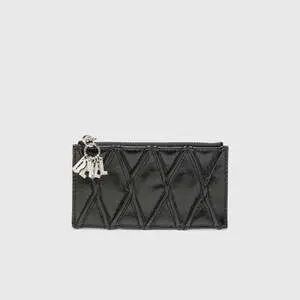 DIESEL® Card Holder In Quilted Naplak Leather - Black