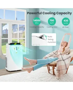 GYMAX 14000 Btu Ashrae Portable Air Conditioner Controlled Wifi Smart App & Remote