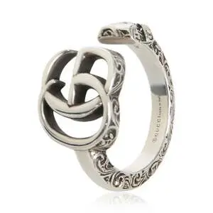 Gucci Sterling Silver Gg Marmont Key Motif Ring