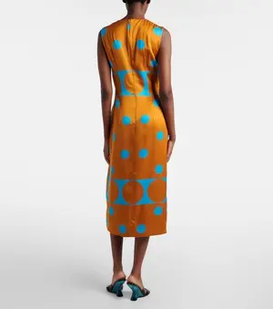 Dries Van Noten Draped Printed Satin Midi Dress