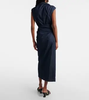 Dries Van Noten Ruffled Denim Midi Dress