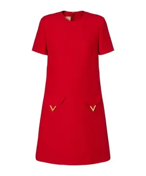 Valentino Garavani Crepe Couture Vgold Minidress - Red
