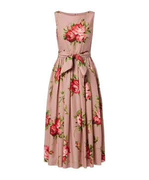 Dolce & Gabbana Floral Belted Cotton Midi Dress - Multicolor