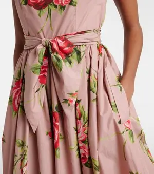 Dolce & Gabbana Floral Belted Cotton Midi Dress