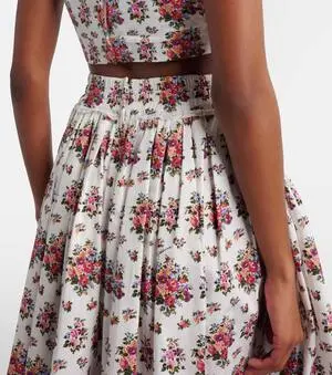 Dolce & Gabbana Floral Lace-trimmed Cotton Midi Skirt