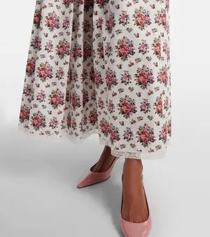 Dolce & Gabbana Floral Lace-trimmed Cotton Midi Skirt