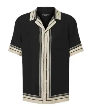 Dolce & Gabbana Striped Silk Bowling Shirt
