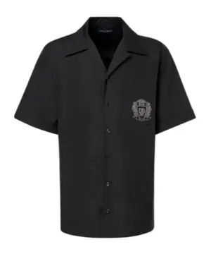 Dolce & Gabbana Logo Cotton Poplin Bowling Shirt