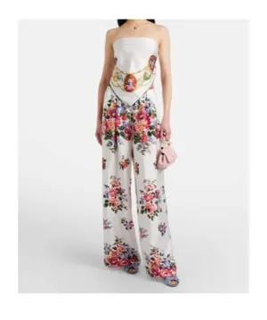 Dolce & Gabbana Floral Silk Wide-leg Pants