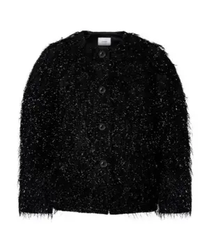 Erdem Lurex Fil Coupé Button Casual Jacket - Black