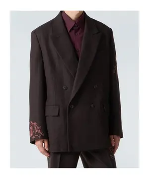Dries Van Noten Floral Double-breasted Wool Blazer