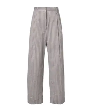 Dries Van Noten Striped Cotton And Silk Pants - Gray
