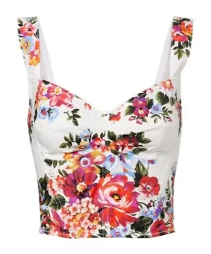 Dolce & Gabbana Floral Cotton-blend Bustier Top