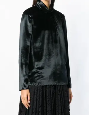 Red Valentino Long Sleeved Velvet Blouse