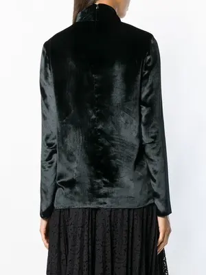 Red Valentino Long Sleeved Velvet Blouse