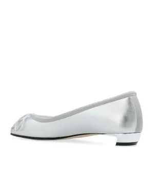 Alexander McQueen Bow-detailed Metallic Flat Shoes