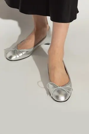 Alexander McQueen Bow-detailed Metallic Flat Shoes